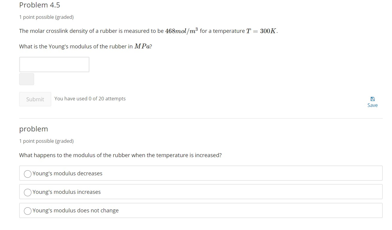 Solved Problem 4.5 1 point possible (graded) The molar | Chegg.com