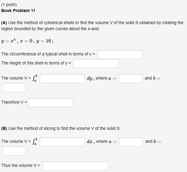 Solved 1 point) Book Problem 11 (A) Use the method of | Chegg.com