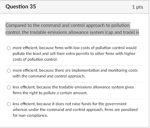 Solved Question 35 1 pts Compared to the command and control | Chegg.com