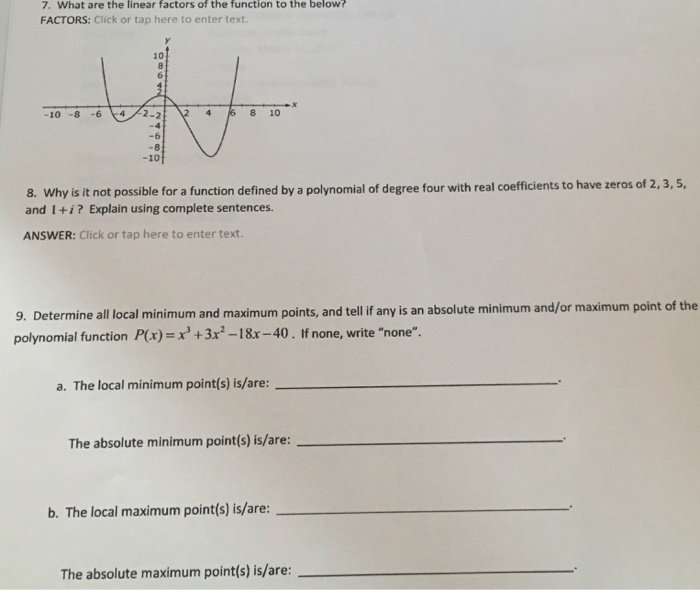 Solved What are the linear factors of the function to the | Chegg.com