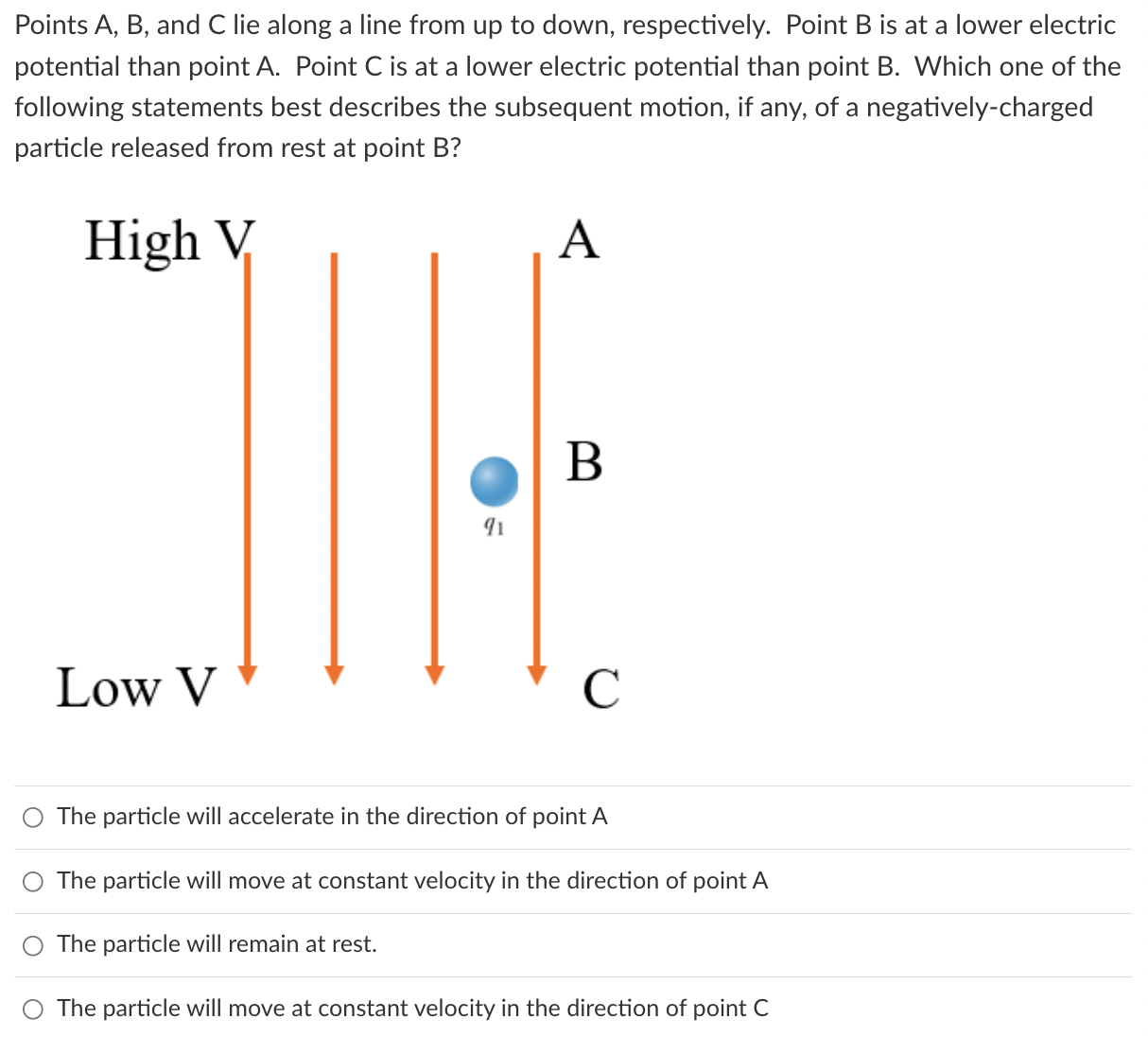 Solved Points A, ﻿B, ﻿and C lie along a line from up to | Chegg.com
