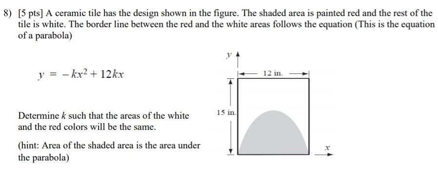 Solved 8) [5 pts] A ceramic tile has the design shown in the | Chegg.com