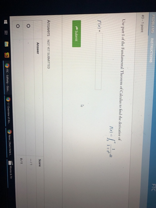 Solved FTC PROBLEMS INSTRUCTIONS #3-1 point Use part I of | Chegg.com