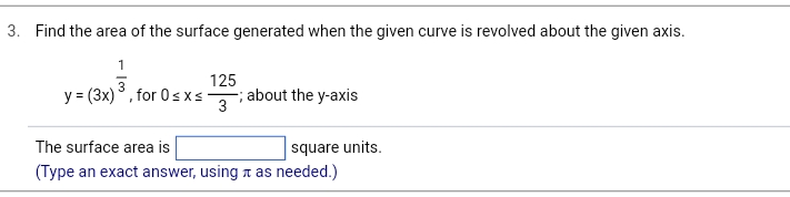 Solved 3. Find the area of the surface generated when the | Chegg.com
