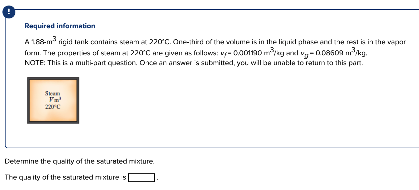 Solved ! Required information A 1.88-m3 rigid tank contains | Chegg.com