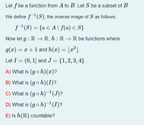 Solved Let f be a function from A to B. Let S be a subset of | Chegg.com