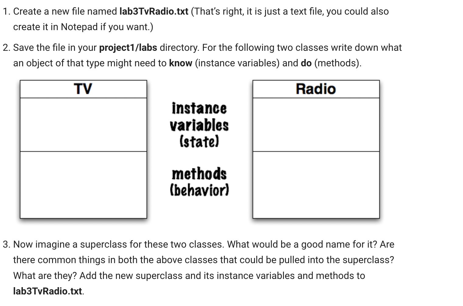 Solved 1. Create a new file named lab3TvRadio.txt (That's | Chegg.com