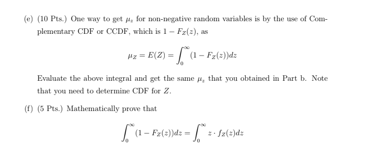 Solved (e) (10 Pts.) One way to get Mfor non-negative random | Chegg.com