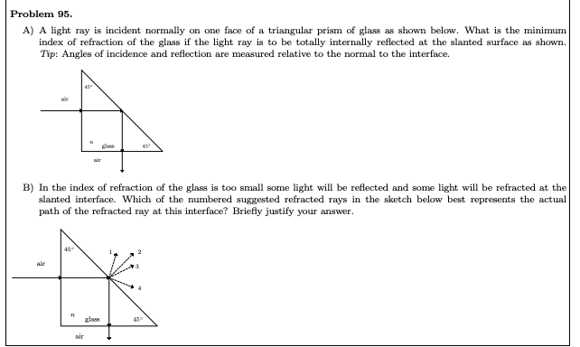 Solved Problem 95. A) A light ray is incident normally on | Chegg.com