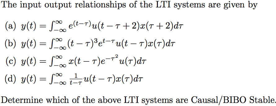 Solved The input output relationships of the LTI systems are | Chegg.com