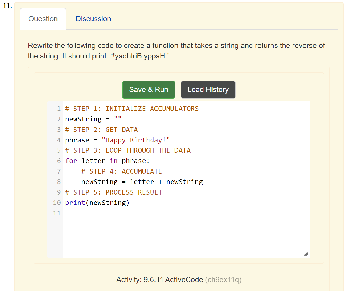 Solved 11. Question Discussion Rewrite the following code to | Chegg.com