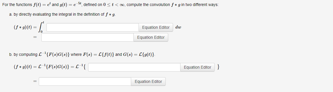 Solved -5t e For the functions f(t) = et and g(t) defined on | Chegg.com