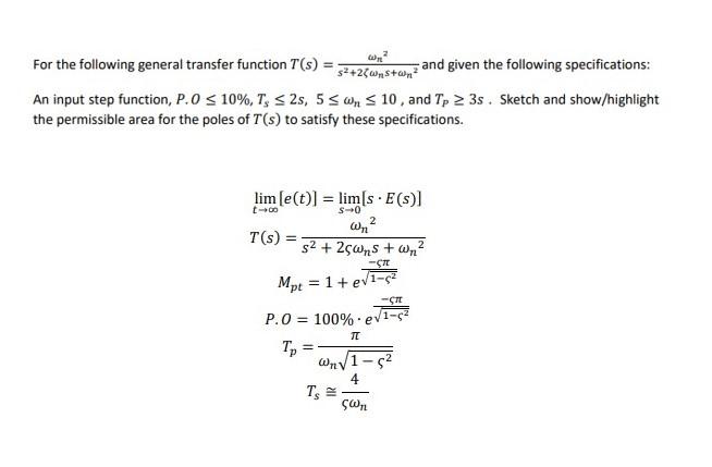 Solved For the following general transfer function T(s) and | Chegg.com