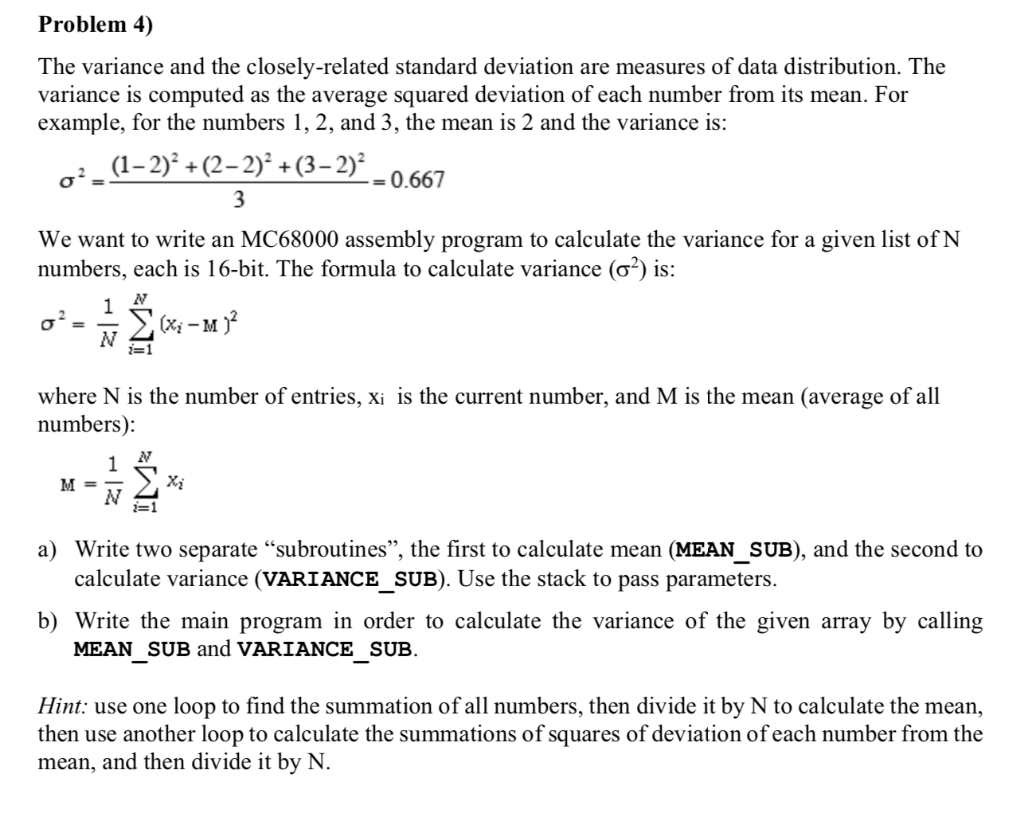 Solved Problem 4) The variance and the closely-related | Chegg.com