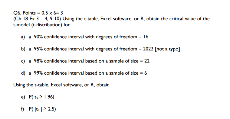 Solved Q6, Points =0.5×6=3 (Ch I 8 Ex 3−4,9−10) Using the | Chegg.com Solved Q6, Points =0.5×6=3 (Ch I 8 Ex 3−4,9−10) Using the | Chegg.com
