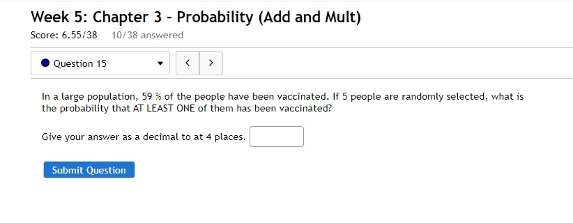 Solved Week 5: Chapter 3 - Probability (Add and Mult) Score: | Chegg.com