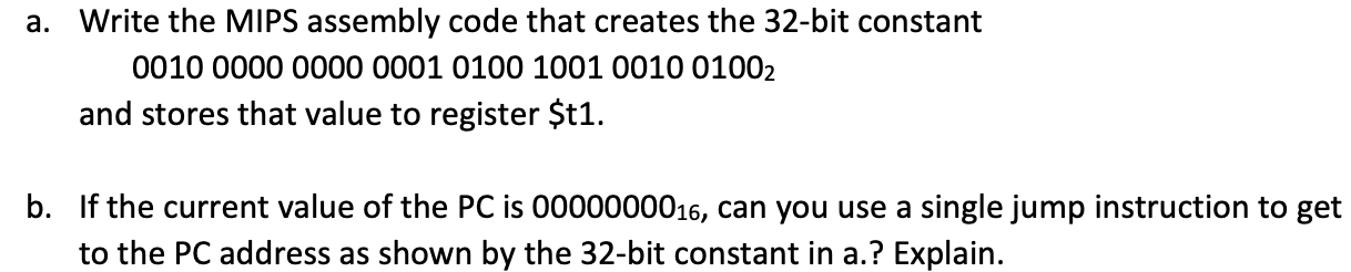 Solved a. Write the MIPS assembly code that creates the | Chegg.com