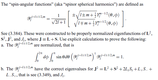 Solved The "spin-angular functions” (aka “spinor spherical | Chegg.com