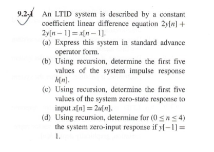 Solved An LTID system is described by a constant coefficient | Chegg.com