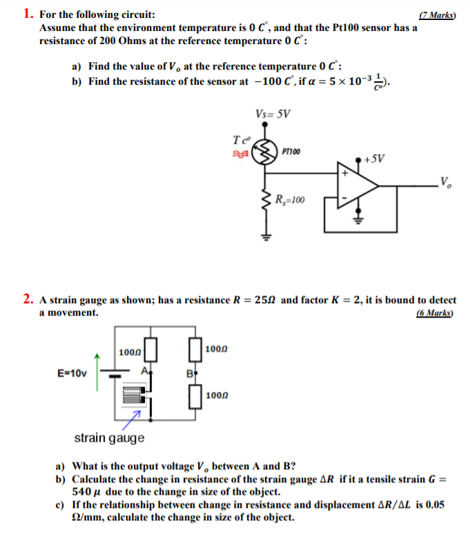 Solved 1. For the following circuit: (7 Marks Assume that | Chegg.com