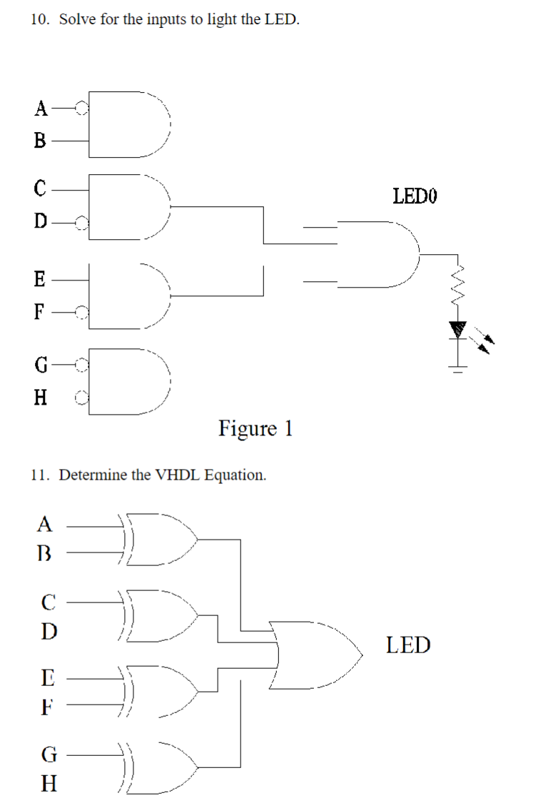 Solved 10. Solve for the inputs to light the LED. 11. | Chegg.com