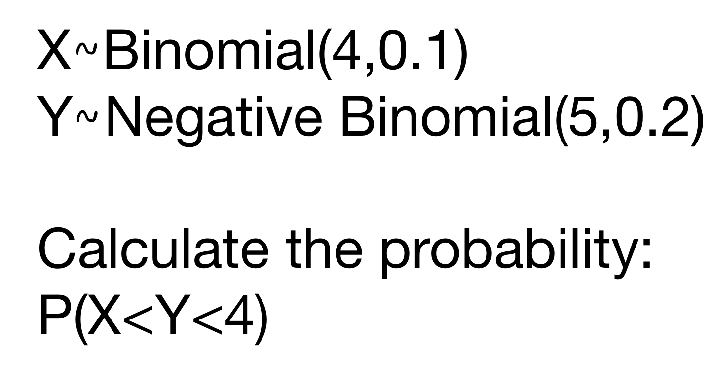 Solved X∼Binomial(4,0.1) Y∼ Negative Binomial (5,0.2) | Chegg.com