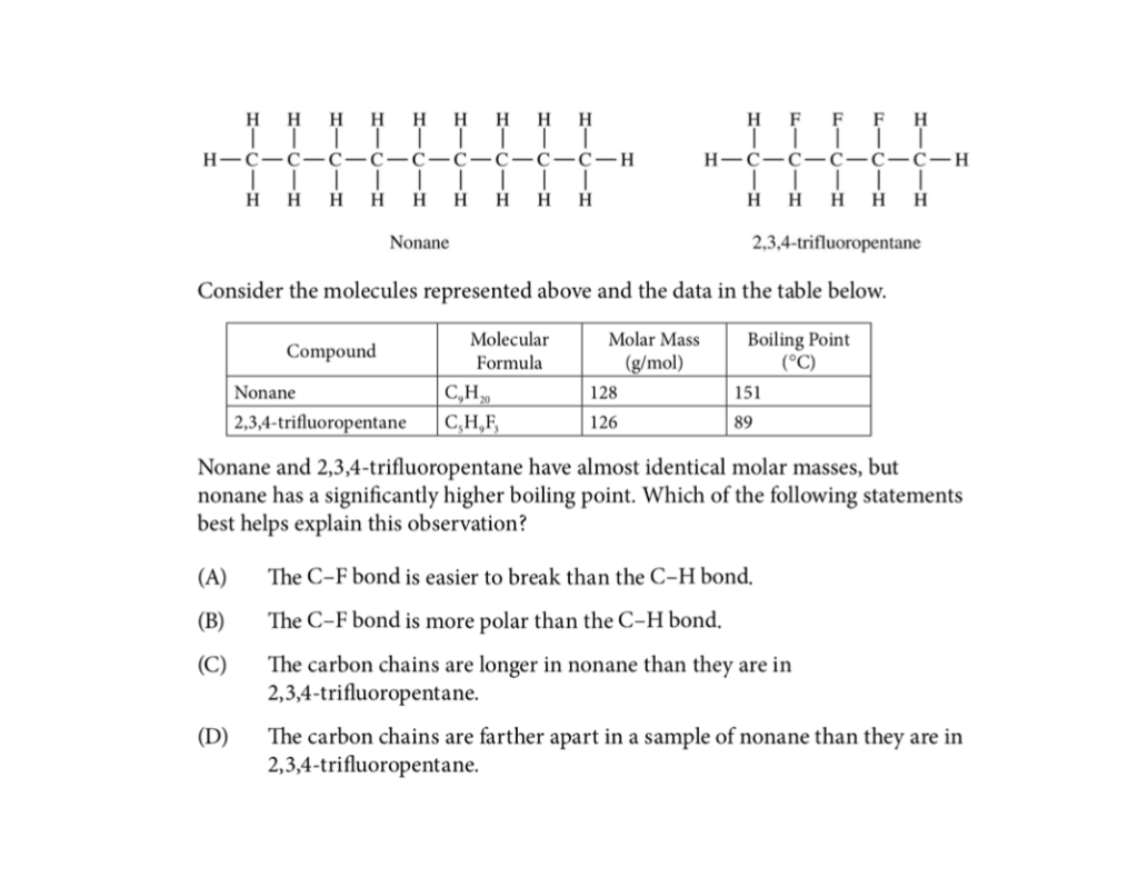 Solved HF F F H Nonane 2,3,4-trifluoropentane Consider the | Chegg.com