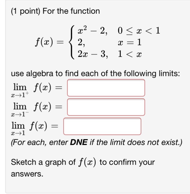 Solved (1 point) For the function a2-2, 0 | Chegg.com