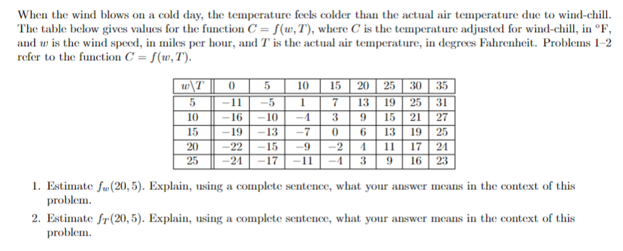 When the wind blows on a cold day, the temperature | Chegg.com