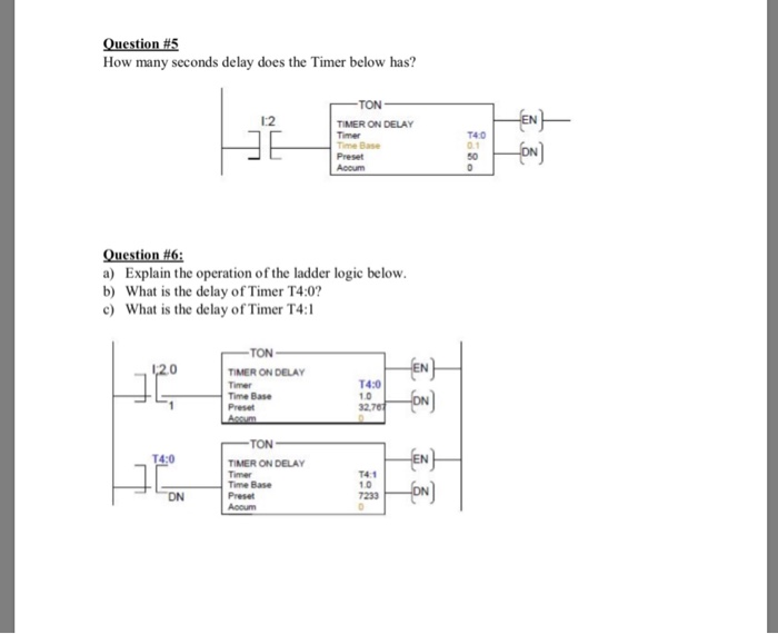 Solved How Many Seconds Delay Does The Timer Below Has Ton 6780