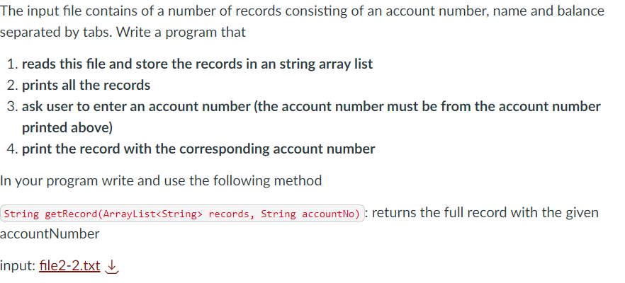 Solved The input file contains of a number of records | Chegg.com