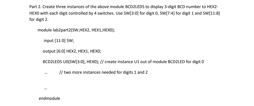 Part 2. Create three instances of the above module | Chegg.com