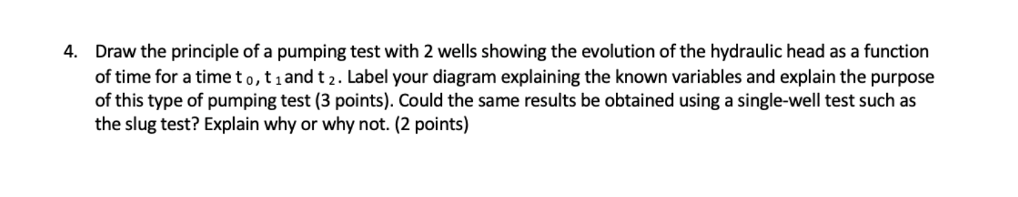 Solved 4. Draw the principle of a pumping test with 2 wells | Chegg.com
