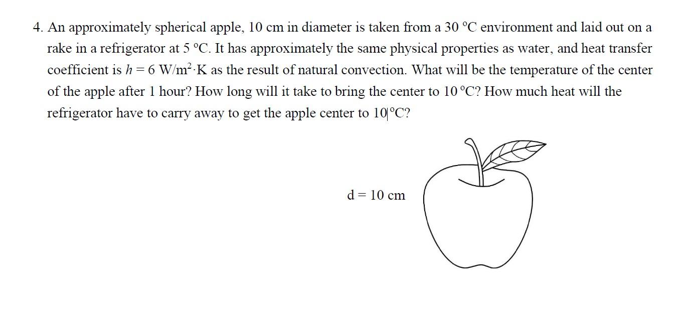 Solved 4. An approximately spherical apple, 10 cm in | Chegg.com