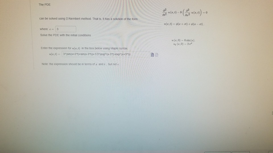 Solved The PDE .n can be solved using D'Alembert method. | Chegg.com