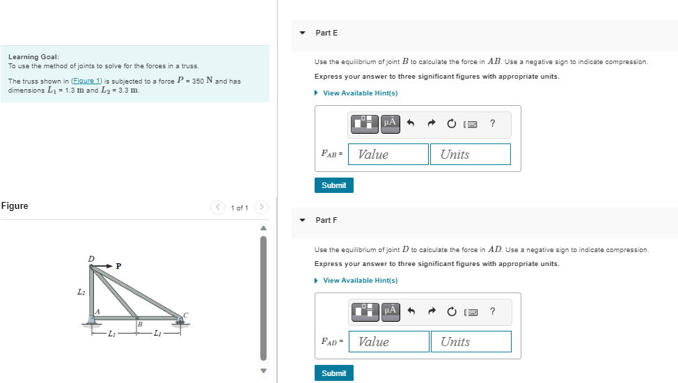 Solved Part ELearning Goal:To use the method of joints to | Chegg.com Solved Part ELearning Goal:To use the method of joints to | Chegg.com