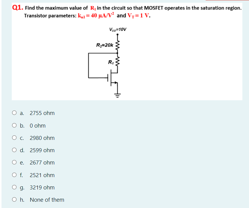 Solved Q1. Find the maximum value of R, in the circuit so | Chegg.com