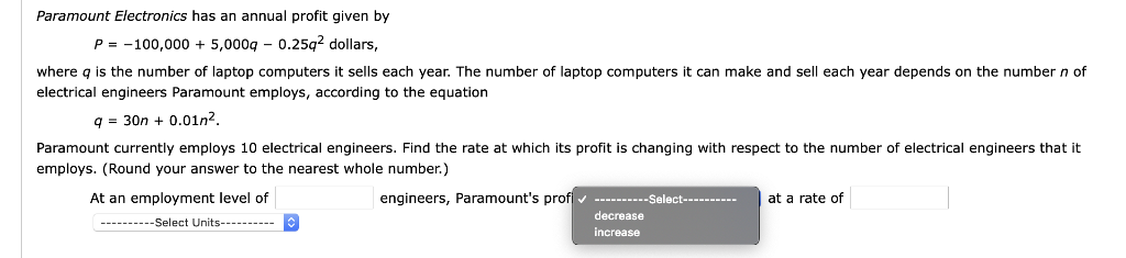 Solved Paramount Electronics has an annual profit given by | Chegg.com