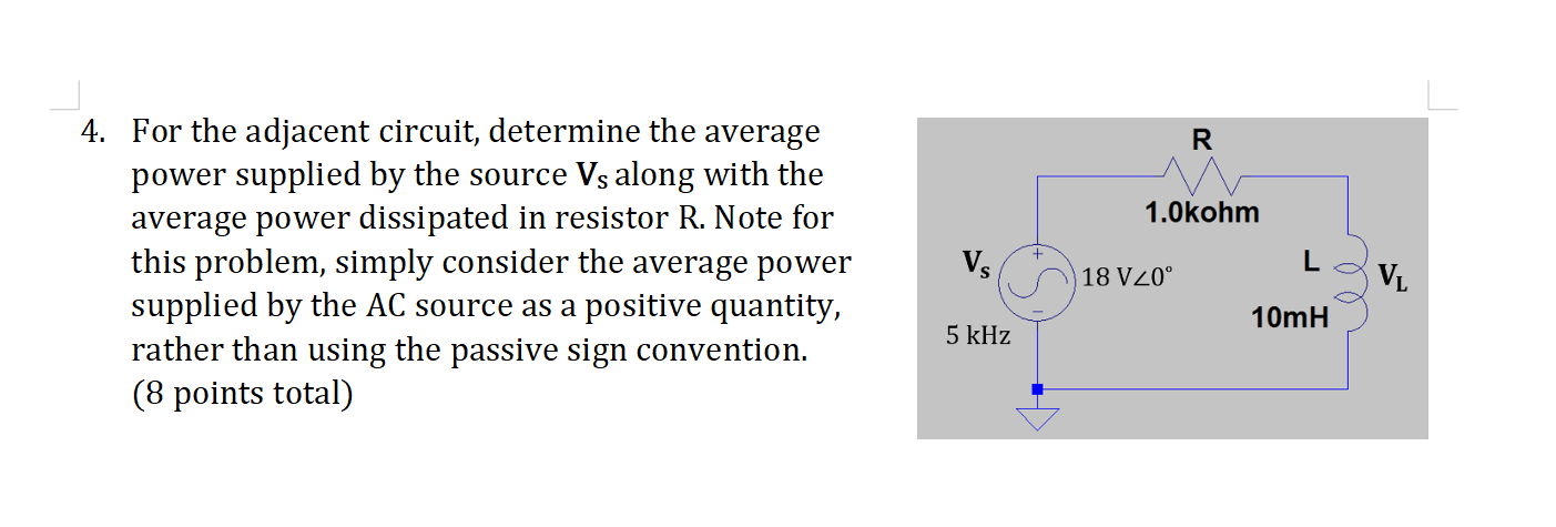 Solved 1.Okohm 4. For the adjacent circuit, determine the | Chegg.com