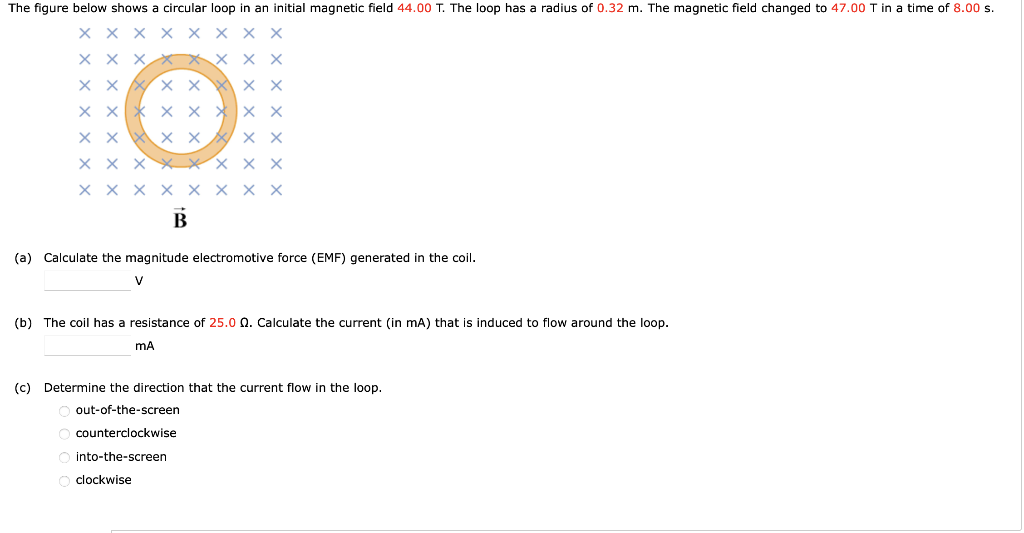 Solved The figure below shows a circular loop in an initial | Chegg.com
