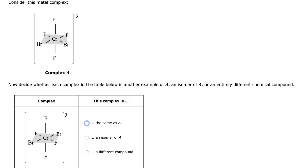 Solved Consider this metal complex: Complex A | Chegg.com