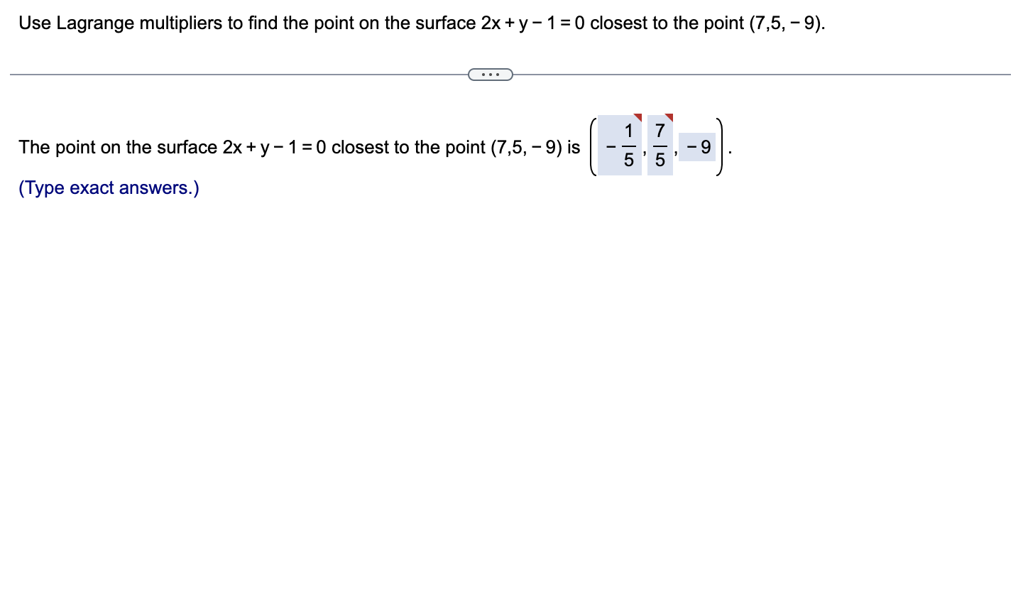 Solved Use Lagrange multipliers to find the point on the | Chegg.com