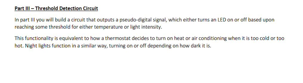 Solved Part III - Threshold Detection Circuit In part III | Chegg.com