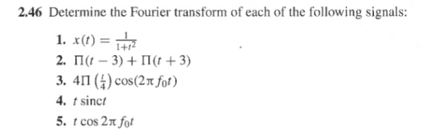 Solved 2.46 Determine the Fourier transform of each of the | Chegg.com