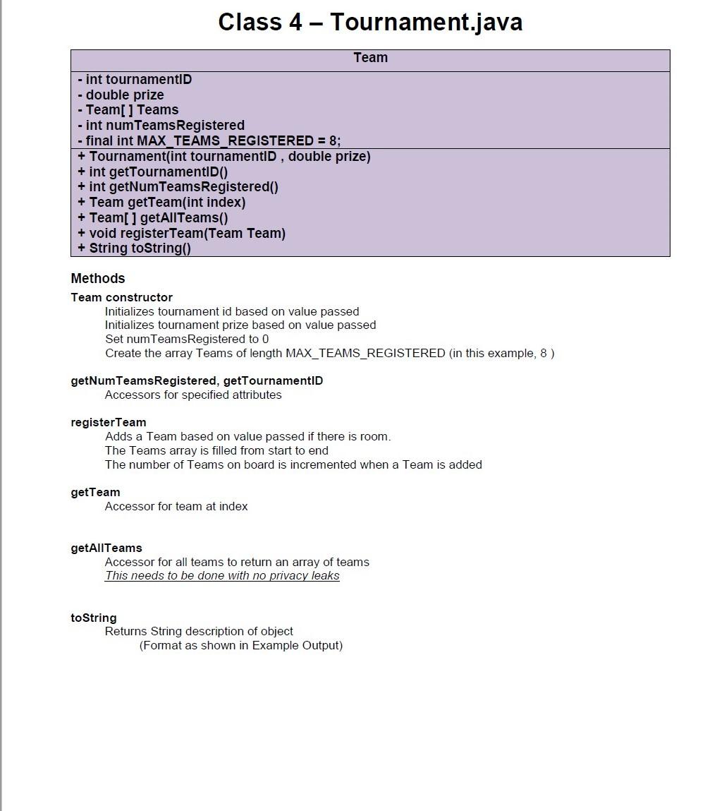 Solved team class is public class Team { private String | Chegg.com