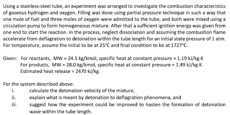 Solved Using a stainless-steel tube, an experiment was | Chegg.com