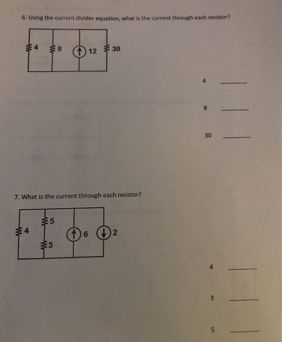 Solved 6. Using the current divider equation, what is the | Chegg.com