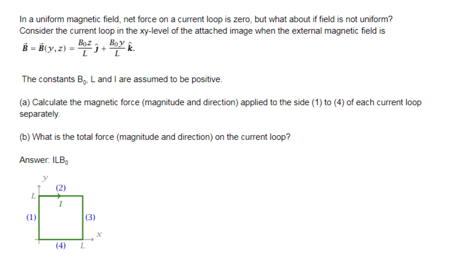 Solved In a uniform magnetic field, net force on a current | Chegg.com