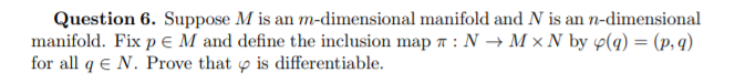 Question 6. Suppose M is an m-dimensional manifold | Chegg.com
