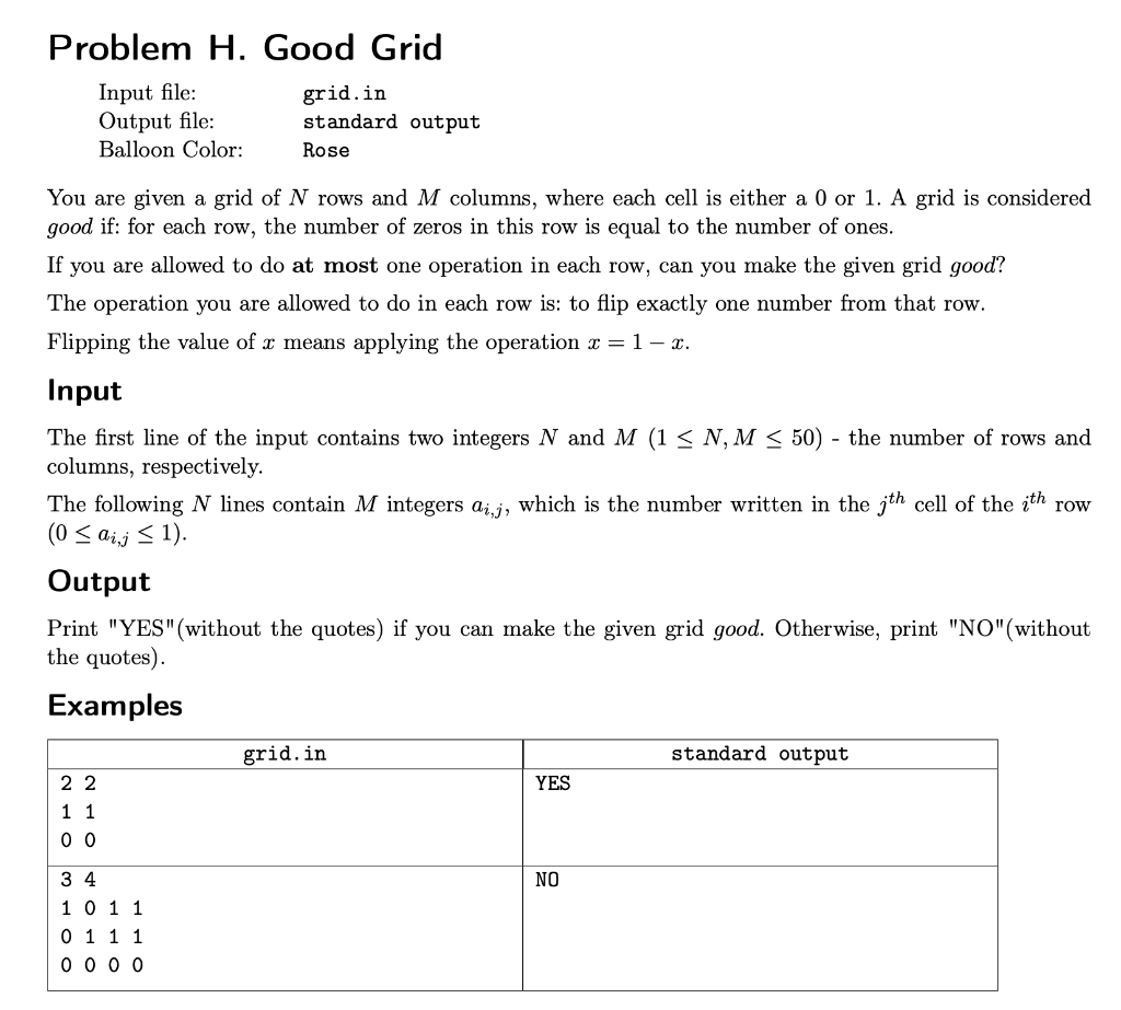 Solved Problem H Good Grid You Are Given A Grid Of N Rows 